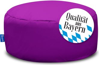 Bruni Pouf Sitzhocker M in Violett - runder Sitzpouf, Indoor und Outdoor als Fußhocker, Yoga-Sitzkissen, Meditationskissen geeignet, in Deutschland gefertig