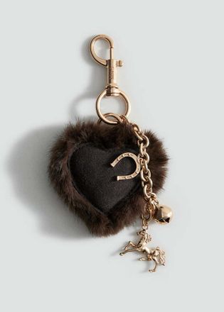 Mango Porte-cl&eacute;s perles combin&eacute;es chocolat - Femme - Taille unique - MANGO