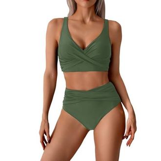 Generic Bikini Sexy Femme Maillot de Bain Bikini Sexy Femme, Maillot de Bain Deux Pi&egrave;ces avec Taille Haute et Couverture du Ventre pour Un Look Amincissant
