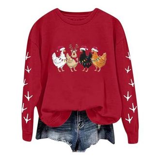 Generic Sweat-shirts de No&euml;l graphiques pour femmes Athl&eacute;tique Backwoods Christmas Sweatshirts &agrave; col rond pour femmes Costume de No&euml;l Mince Hoodies Renne Coun