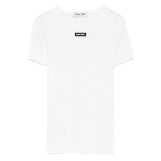 Miu Miu Ribbed Jersey T-shirt