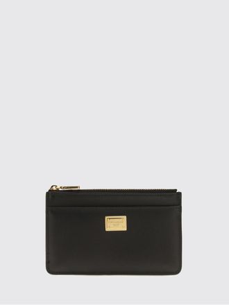 Dolce & Gabbana Porte-cartes en cuir lisse avec logo m&eacute;tallique et poche zipp&eacute;e