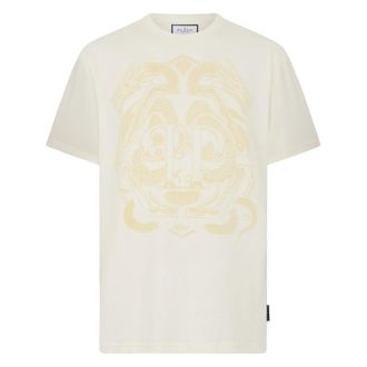 Philipp Plein Bedrucktes Rundhals-T-Shirt Drache - - Tops - Herren - Wei&szlig; - 2XL