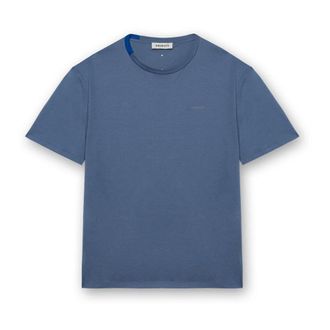 Premiata Homme, Tops, Bleu, Taille: XL T-shirt en coton avec d&eacute;tail en nylon