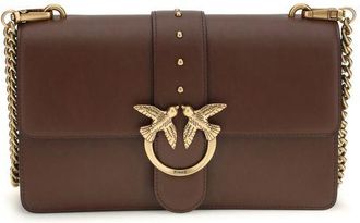 Pinko Braune Kalbsleder Bos Taurus Schultertasche