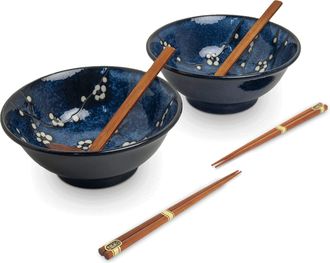 Generic Luxus - Fenster Bowl Set 2 - Hana blau - Edo Japan - Salatschüssel - Suppenschalen - Fensterschalen - Obstschale - Essset - Schüsselset - Nudelschalen