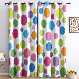 Generic Moderne Schlichte Punkte Blickdichte Vorhänge H200 X B70 cm (2Er Pack) Bunt - Verdunkelnd, Blickdicht, Waschbar & Strapazierbar - Schiebevorhänge Pass