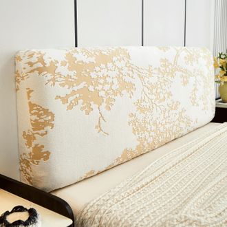 Generic Weicher dehnbarer Kopfteil Bezug Staubschutz f&uuml;r Schlafzimmerdekoration Queen King Bettkopfteil Bezug Beige 75-82.6 Zoll