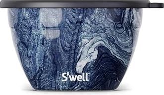 Swell Salatschüssel-Set aus Edelstahl - 1,8 l Azurit - kommt mit 57 ml Gewürzbehälter und herausnehmbarem Tablett für Organisation - auslaufsicher, leicht z