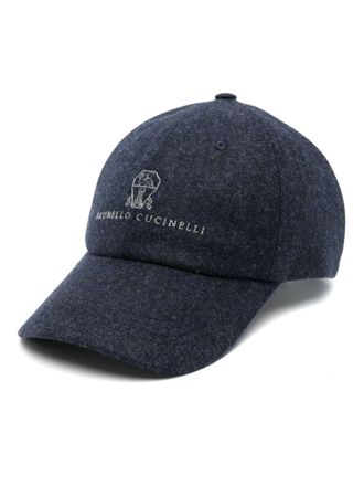 Brunello Cucinelli casquette à logo brodé - Bleu