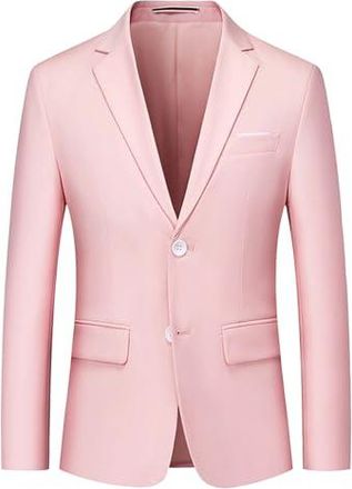 Generic Veste de costume simple pour homme - Couleur unie - Pour mariage - Version formelle - Manteaux et blazer de sport, rose, 4XL
