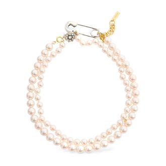 Moschino Femme, Accessoires, Blanc, Taille: ONE Size Collier de perles &agrave; double rang