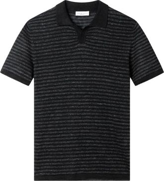Roberto Collina Homme, Pulls, Noir, Taille: M Polo en maille ray&eacute;e