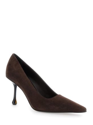 Jimmy Choo London Womens Pumps Ixia Brown Suede Goat Leather