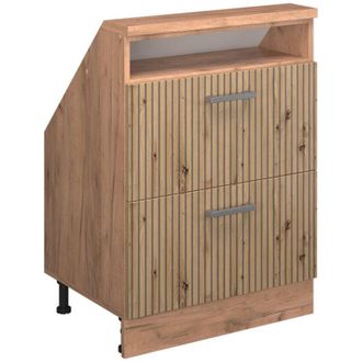 Vicco Meuble de rangement sous pente Rion, Ch&ecirc;ne Artisan/Ch&ecirc;ne dor&eacute;, avec 2 tiroirs, Vicco