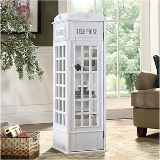 Generic Bücherregale, Bücherregal, CD-Schrank, Vitrine, Telefonzelle, British Red Telefonzelle, Bücherregal mit 5 Ebenen und Tür für Wohnzimmer