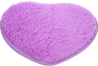 Amosfun Herzf&ouml;rmige Fu&szlig;matte Aus Polyester Violett Flauschig F&uuml;r Schlafzimmer Und Esszimmer rutschfeste Teppichdekoration