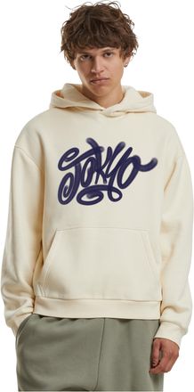 Mister Tee Herren Tokyo Tagged Graffiti Fluffy Hoody - Regular Fit Kapuzenpullover mit gespraytem Schriftzug im Streetstyle-Look, Wei&szlig;sand, XXL