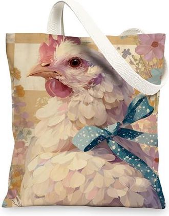 Generic Sacs fourre-tout en toile florale, sacs dépicerie réutilisables, légers et lavables avec bandoulière, multicolore, 13x15 Inch