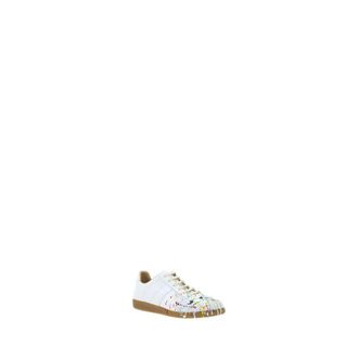 Maison Margiela Mens White Calf Leather Bos Taurus Low Top Sneakers