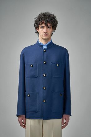 Valentino Double Wool Jacket with Mandarin Collar