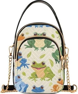 Mnsruu Sac à bandoulière pour femme, grenouilles, animaux de la forêt, sac à main, petit sac à bandoulière avec sangle réglable
