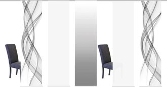 Home Fashion Schiebegardine FERROL Grau/Multicolor, 245x60cm, Zubehör, Blickdicht, Farbe:grau, Größe:245 x 60 cm, Anzahl:5er Set (2X, 2X, 1x)