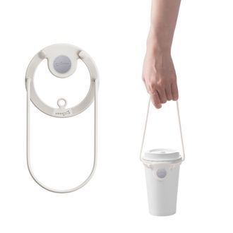 Bone Collection Bone Cup Tie 2 - Silikon-Tragehalter f&uuml;r Coffee-to-go, selbstfixierend - Wiederverwendbar, f&uuml;r kalte & hei&szlig;e Getr&auml;nke (Wei&szlig;)