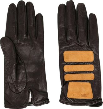 Miu Miu gants à design patchwork - Marron