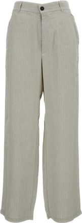 Barena Femme, Pantalons, Gris, Taille: 42 FR Herringbone Wide Pantalons