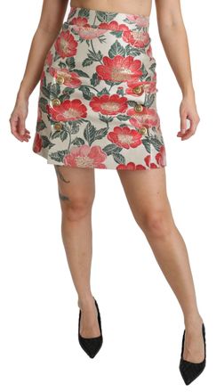 Dolce & Gabbana Floral-Print High-Waist Skirt - White