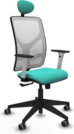 Piqueras y Crespo Drehstuhl mit Rollen, mit wei&szlig;en und schwarzen Armlehnen, h&ouml;henverstellbare Lendenwirbelst&uuml;tze und festes Kopfteil, ausgestattet mit 3 Positionen, Wei