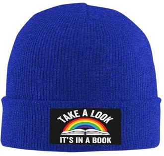 Generic Bonnet dhiver Tricoté Regarde! Cest dans Un Livre! Lire Un Livre Rainbow Slouch Bonnet Hiver Chaud Tricot Extensible Casquette Tricoté pour Femme Spor