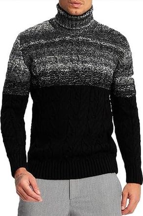LEIF NELSON Pull à col roulé en laine pour homme - Pull élégant en tricot torsadé pour lautomne et lhiver - Chaud, confortable et doux - Idéal pour les jours froi