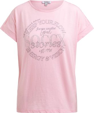 soccx Damen T-Shirt mit Artwork aus Schmucksteinen Smooth Rose, XXXL