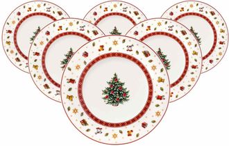 Villeroy & Boch Toys Delight Specials Fr&uuml;hst&uuml;cks-/ Dessertteller 6er Set Wei&szlig;, Sp&uuml;lmaschinenfest, Mikrowellensicher, Teller, Fr&uuml;hst&uuml;cksteller, Dessertteller, Weihnach