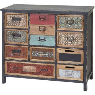 Hhg neuwertig] Apotheker-Schrank 069, Kommode, Tanne Holz massiv Vintage Shabby-Look 84x90x32cm