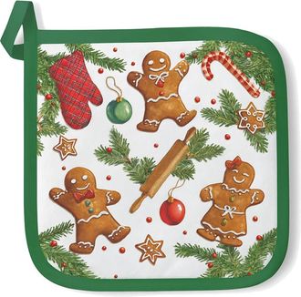 Ambiente Topflappen 20 x 20 cm potholder Baumwolle Lebkuchen Zweige Weihnachtsmotiv Serie Gingerbread Cookies
