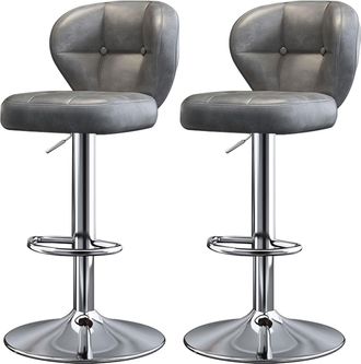 Generic Moderne Barhocker, 2Er-Set, Drehbar, mit R&uuml;ckenlehne, Metallgestell, Gepolstert, f&uuml;r K&uuml;cheninseln, 62-82 cm