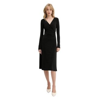 Karl Lagerfeld Wickelkleid mit Rei&szlig;verschlussdetails - - Dresses - Damen - Schwarzk - XS