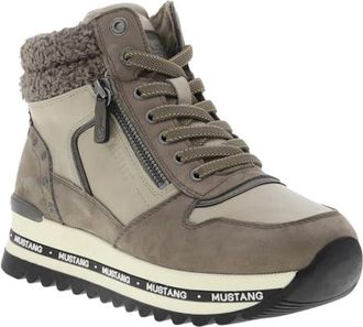 Mustang Jeans Baskets taupe à talon semi-compensé avec des lacets et un zip latéral - Taille numeric_36