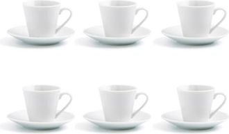 Quid Renova Blanca Set de 6 tasses avec soucoupe en porcelaine 9 cl Transparent