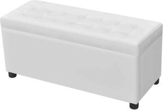 Les Tendances Banquette coffre capitonn&eacute;e similicuir blanc Mouby 87 cm