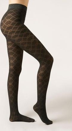 Calzedonia Strumpfhose Mit Rauten Und Kaschmir Schwarz