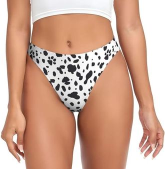 Ahdyr String en Peau de Dalmatien avec Patte danimal pour Femme, sous-vêtement Sexy et Extensible, Culotte Taille Basse