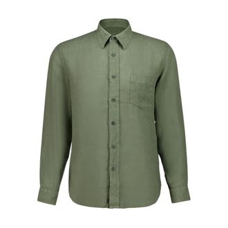 120% Lino Homme, Chemises, Vert, Taille: S Chemise en lin coupe droite