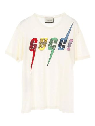 Gucci t-shirt à logo Blade (années 2010) - Tons neutres