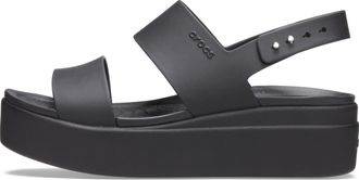 Crocs Keilsandalette CROCS Brooklyn Low Wedge, Damen, Gr. 37, schwarz (schwarz, uni), Croslite, Schuhe, Sommerschuh, Sandale, Keilabsatz, mit modischer Plat