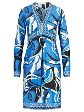 Mint & Mia Damen Muster L&auml;ssiges Kleid, Blau-Multicolor, 42