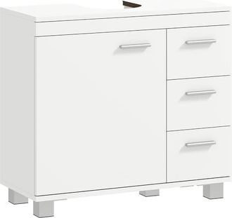 HOMCOM Waschbeckenunterschrank Unterschrank mit Schubladen Soft-Close T&uuml;r U-f&ouml;rmigen Ausschnitt Badezimmerschrank Waschtischunterschrank Badschrank f&uuml;r Badez